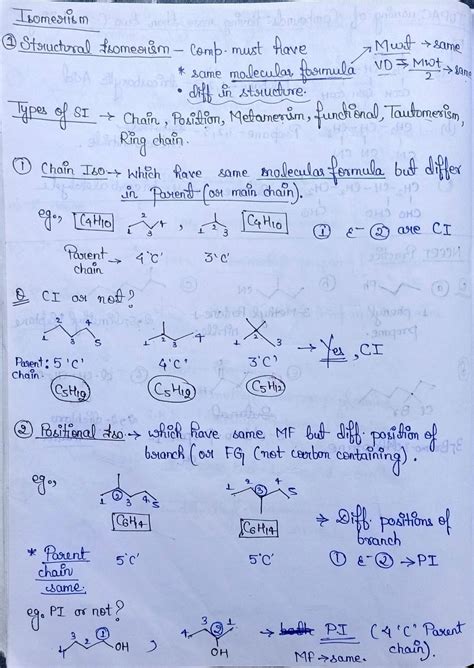Isomerism Structural Isomerism And Stereo Isomerism Organic Chemistry Handwritten Notes Neet