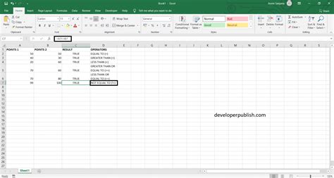 Comparison Operators In Microsoft Excel Developer Publish