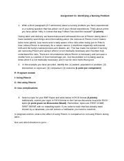 Assignment 1 Nursing Problem And PICO 1 Docx Assignment 1