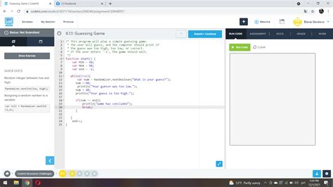 6 1 1 guessing game something is so wrong and i need help r codehs