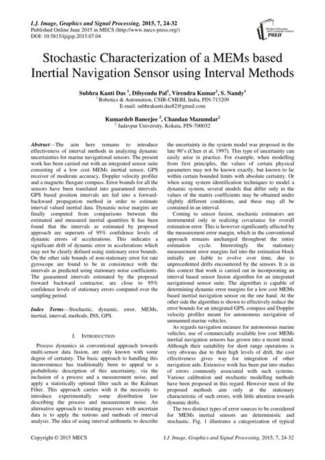 Pdf Stochastic Characterization Of A Mems Based Inertial Navigation