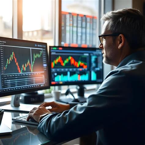 A Man Is Working On A Computer With A Graph Showing The Graph Graph Premium Ai Generated Image