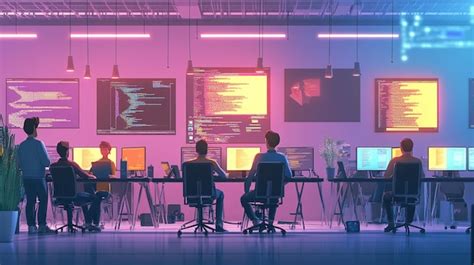 A Diverse Group Of Software Developers Coding On Multiple Screens With