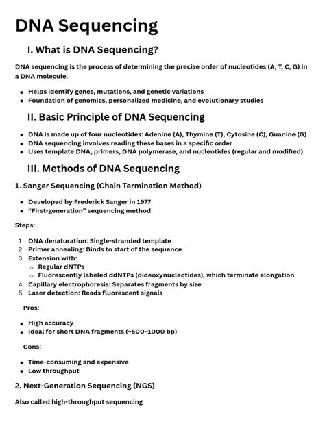 Dna Sequencing Comprehensive Notes Pdf Dna Sequencing Dna