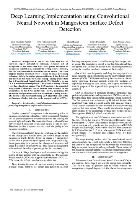 Pdf Deep Learning Implementation Using Convolutional Neural Network In Mangosteen Surface