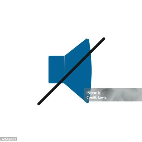 음소거 마크가 있는 사운드 사인 일러스트레이션입니다 흰색 배경에 어두운 회색 그림자와 금 윤곽이있는 파란색 아이콘입니다 그림 0