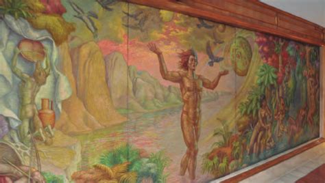 Teogonía De Los Dioses Chibchas Mural En Acrílico Y óleo Montado