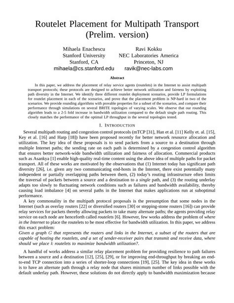Pdf Routelet Placement For Multipath Transport Prelim Version Dokumentips
