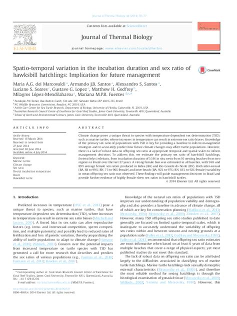 Pdf Spatio Temporal Variation In The Incubation Duration And Sex Ratio Of Hawksbill Hatchlings