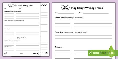 Editable Play Script Writing Frame Teacher Made Twinkl