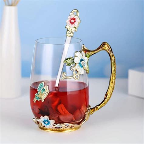 Чашка для чая «Эмалированный цветок Чашка из термостойкого хрустального стекла для