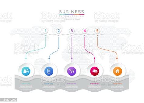 벡터 일러스트레이션 인포그래픽 디자인 템플릿 마케팅 정보 5가지 옵션 또는 단계 5에 대한 스톡 벡터 아트 및 기타 이미지
