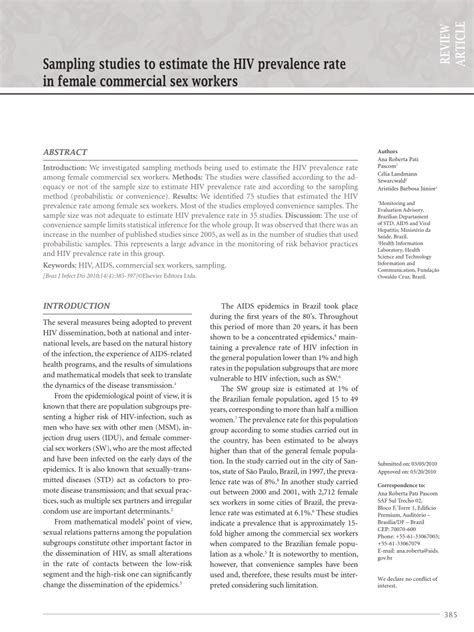 Pdf Sampling Studies To Estimate The Hiv Prevalence Rate In Female