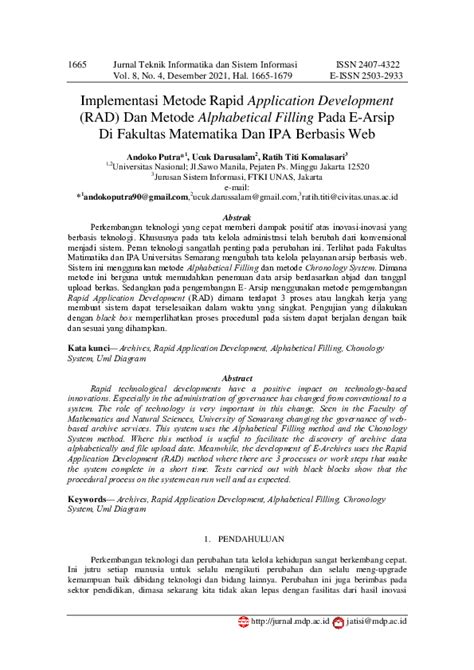 Pdf Implementasi Metode Rapid Application Development Rad Dan Metode Alphabetical Filing
