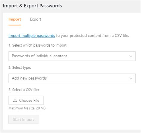 Password CSV Importer And Exporter Password Protect WordPress Pro