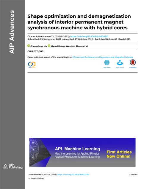 Pdf Shape Optimization And Demagnetization Analysis Of Interior Permanent Magnet Synchronous
