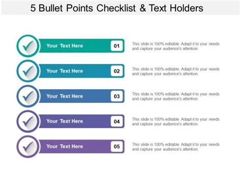 Bullet Points Checklist And Text Holders PowerPoint Presentation Slides PPT Slides