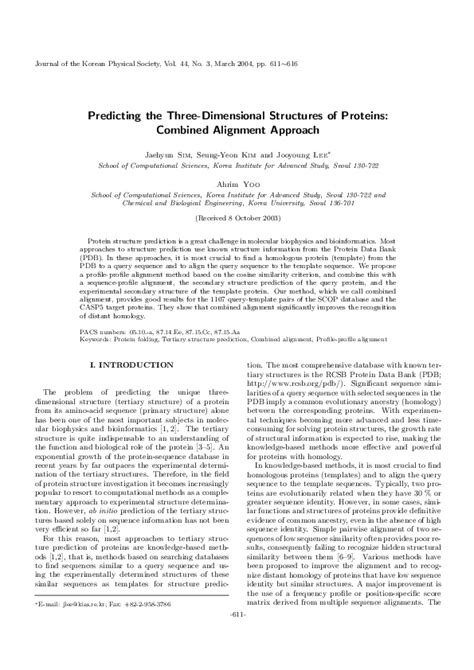 Pdf Predicting The Three Dimensional Structures Of Proteins Combined