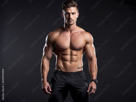 Handsome Shirtless Ectomorph Bodybuilder With Stylish Hair Posing On A
