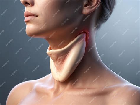 Swollen Thyroid Gland In Neck Medical Illustration Premium Ai