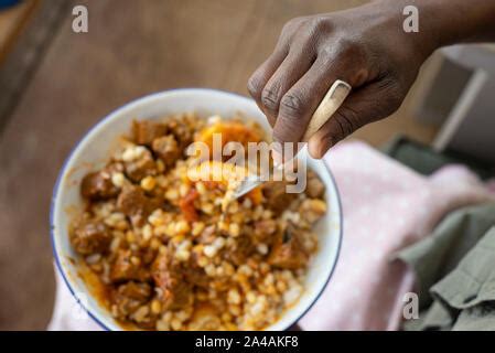Traditional South African Samp And Beans With Beef Stew Stock Photo Alamy
