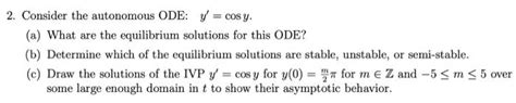 Solved Consider The Autonomous ODE Y Cos Y A What Chegg