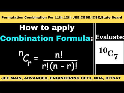 Combination Formula Exampleshow To Apply Ncr Formula Find 10c7
