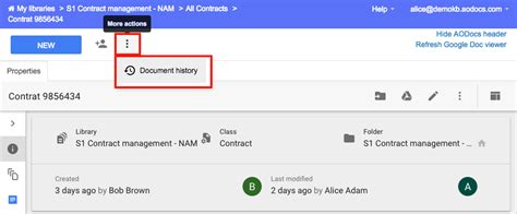 View The Document History Aodocs Knowledge Base