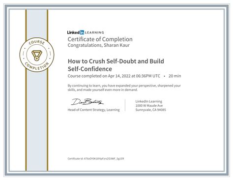sharan kaur on linkedin certificate of completion