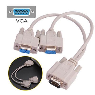 1 PC To 2 Way VGA SVGA Monitor Y Splitter Cable Lead 15Pin Male Female LCD TFT 8944526924162 EBay