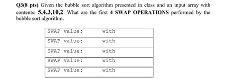 Solved Q38 Pts Given The Bubble Sort Algorithm Presented