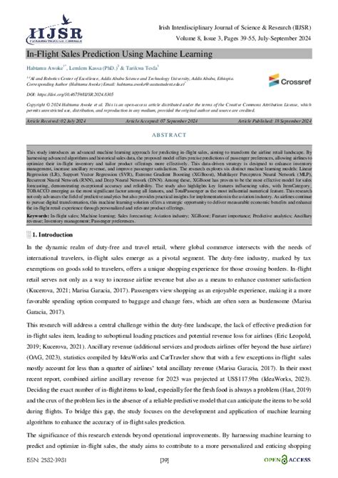 Pdf In Flight Sales Prediction Using Machine Learning
