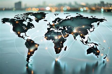 Illuminated Global Connectivity Map Generative Ai Stock Illustration Illustration Of Planet