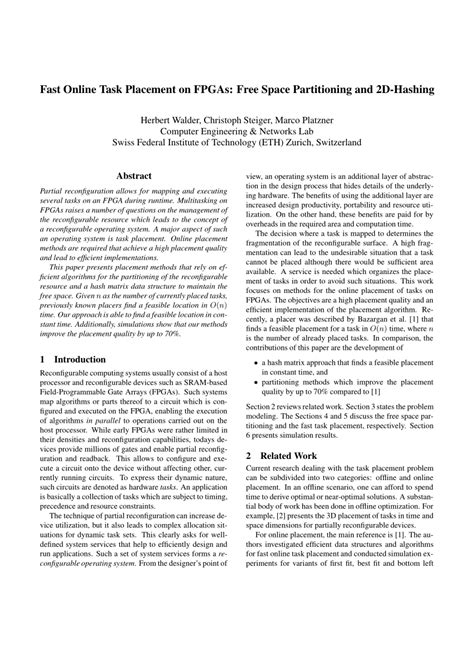 Pdf Fast Online Task Placement On Fpgas Free Space Partitioning And