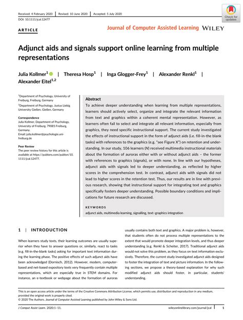 Pdf Adjunct Aids And Signals Support Online Learning From Multiple Representations