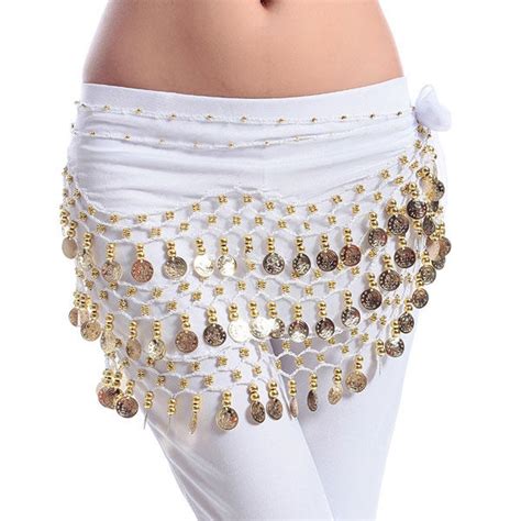 Belly Dance Wrap Belt Scarf Coins Beads Arabic Dancer Chiffon