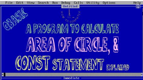 qbasic program to calculate area of circle const statement