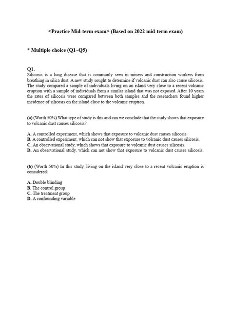 Stat 205 Practice Mid Term Exam Pdf Teaching Methods And Materials