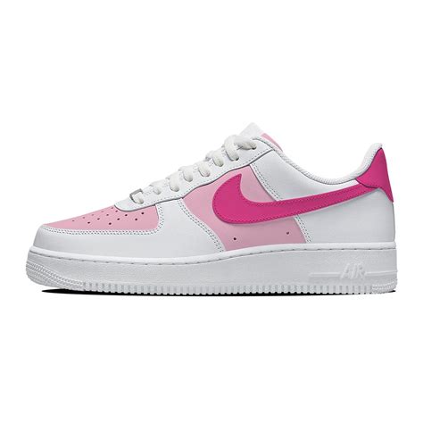 Custom Pink And White Air Force 1 Style Sneakers Handmade Two Tone