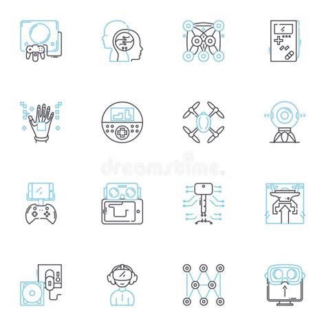 Mobile Technology Linear Icons Set Smartphs Tablets Wearables Apps Operating Systems