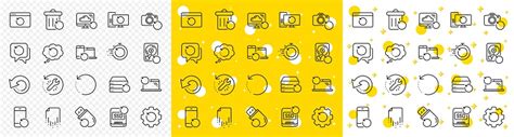Recovery Line Icons Backup Restore Data And Recover Document Vector Stock Illustration