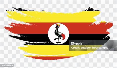 우간다 국기가 있는 그런지 브러시 스트로크 수채화 그림 깃발 포스터 국기의 배너 스타일 수채화 그리기 투명한 배경에 격리된