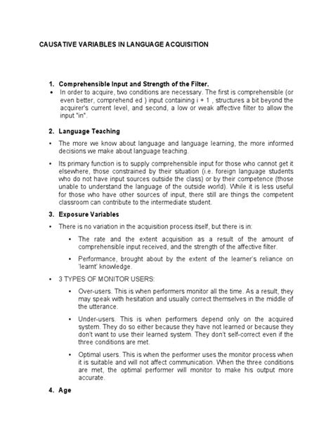 causative variables in language acquisition pdf second language