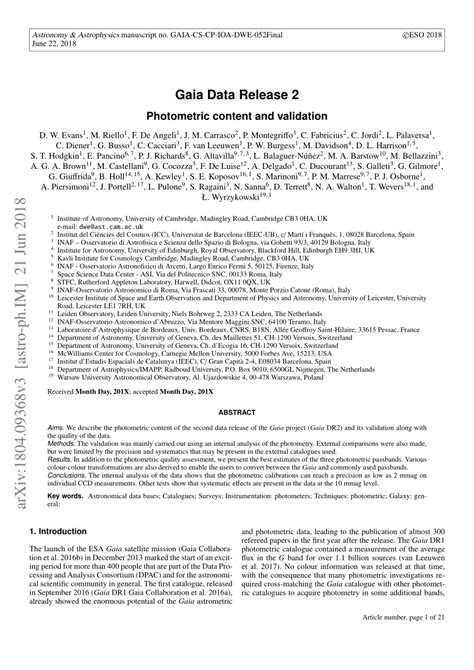 Pdf Gaia Data Release 2 Photometric Content And Validation