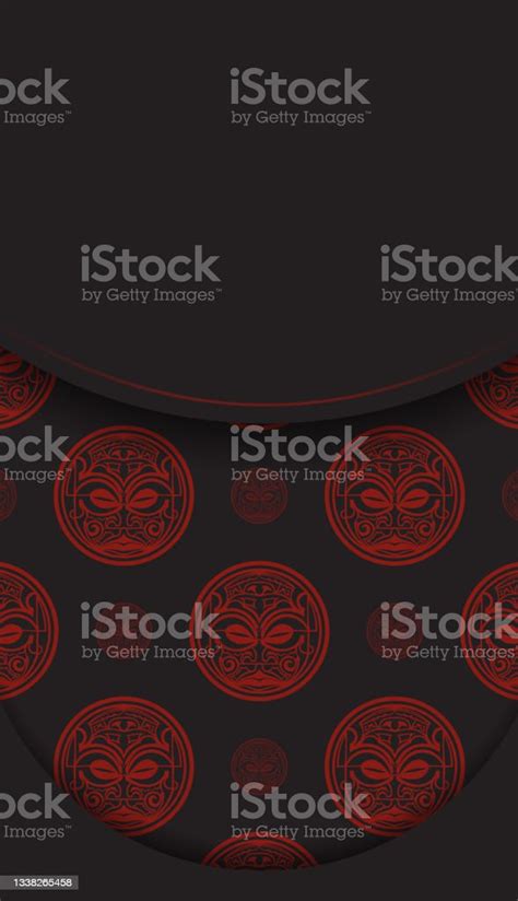 마오리 장식 마스크와 인쇄 디자인 엽서 블랙 색상에 대한 벡터 템플릿 텍스트 및 패턴에 대한 장소와 초대 준비 마야에 대한 스톡 벡터 아트 및 기타 이미지 Istock
