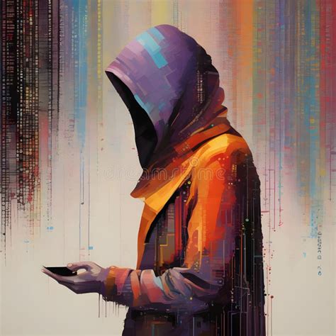 A Vibrant Flowing Of Colorful Silhouette Cyber Crime Hacker Breaking A Vibrant Flowing Of Colorful Silhouette Cyber Crime Hacker Breaking