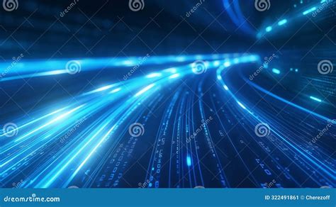Futuristic Blue Light Trails In Digital Tunnel Stock Image Image Of