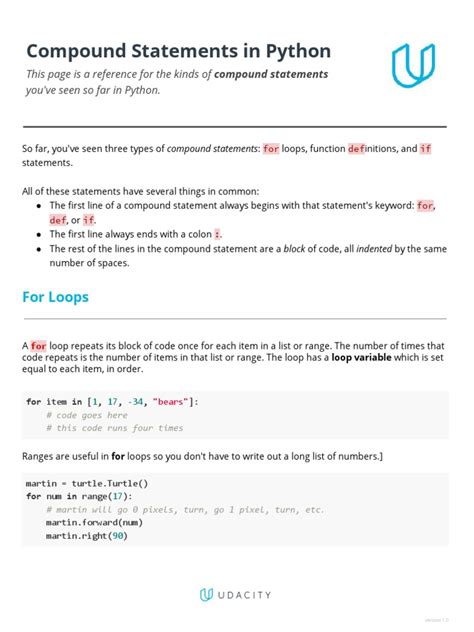 Ipnd Reference Sheet Python Compound Statements Pdf Pdf Control Flow Notation