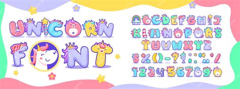 Cartoon Eenhoorn Lettertype Magisch Type Sprookje Paard Lettertype