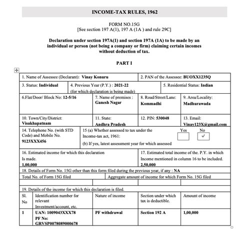 New Form 15g In Word Format For Ay 2022 23 Download